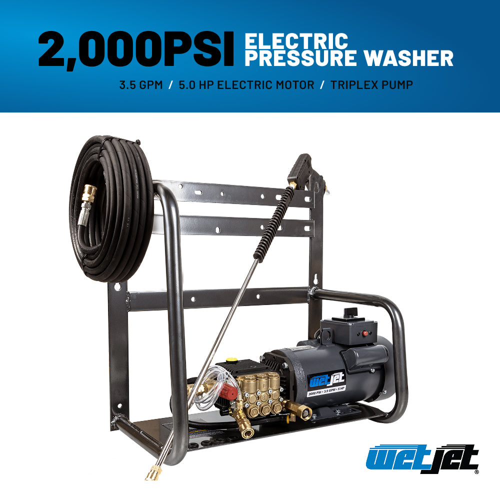 2000PSI 3.5GPM 5HP Electric Pressure Washer with Triplex Pump - WJ2050